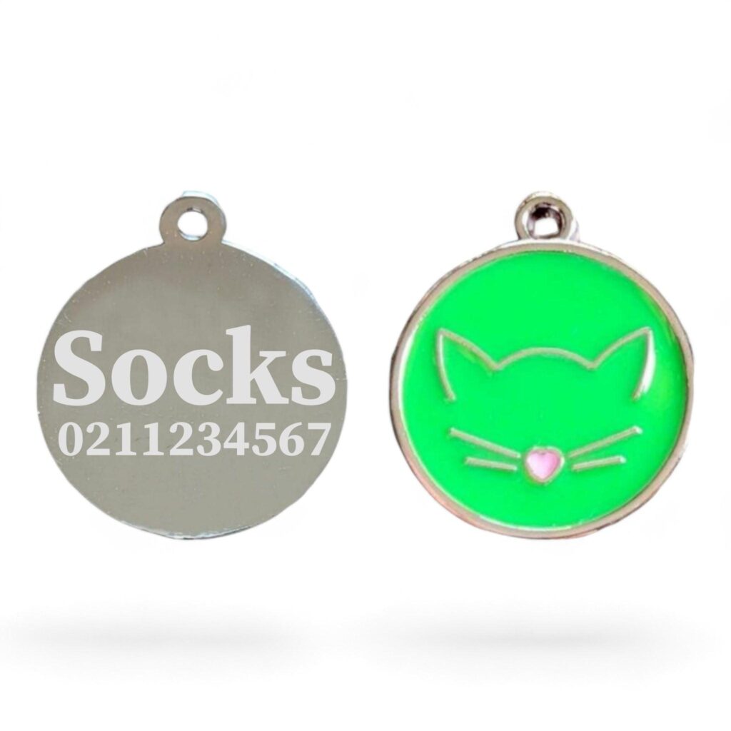 Cat Face Round ID Pet Tag