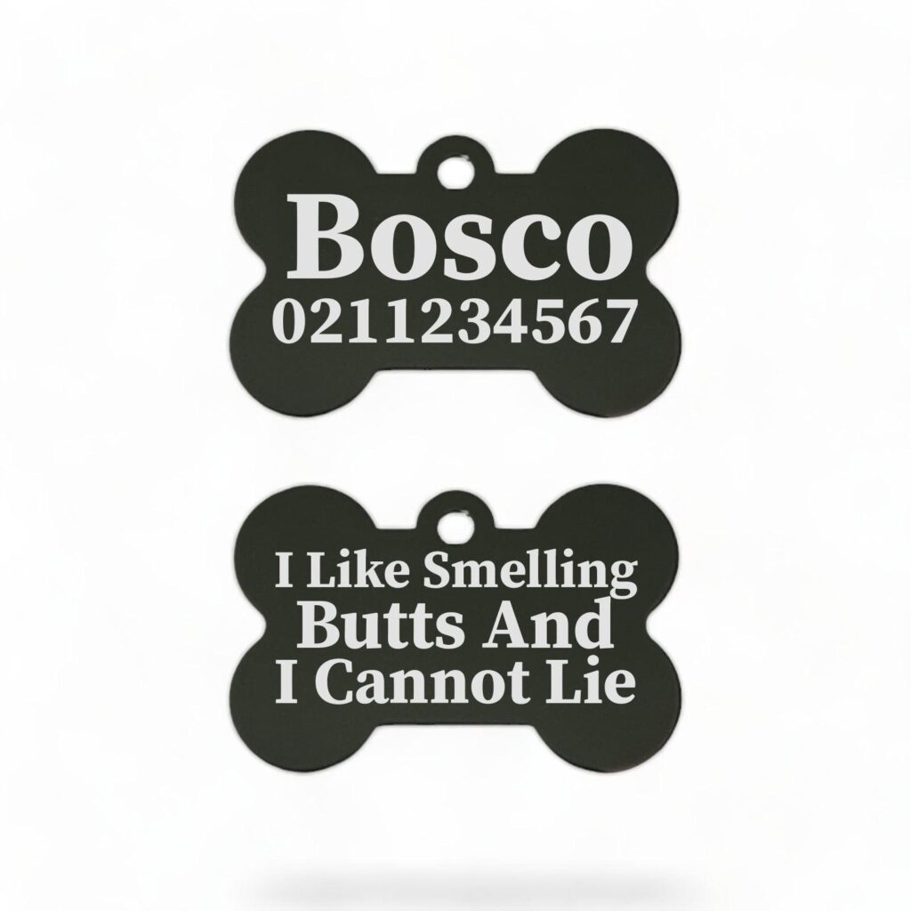 I Like Smelling Butts | Bone Aluminium | Dog ID Pet Tag