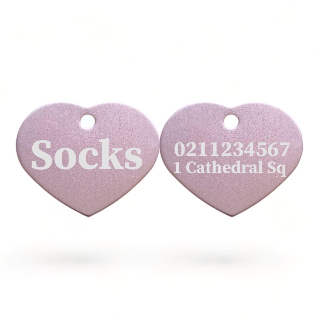Name Front & 1 Number & Address Back | Heart Aluminum | Cat, Kitten ...
